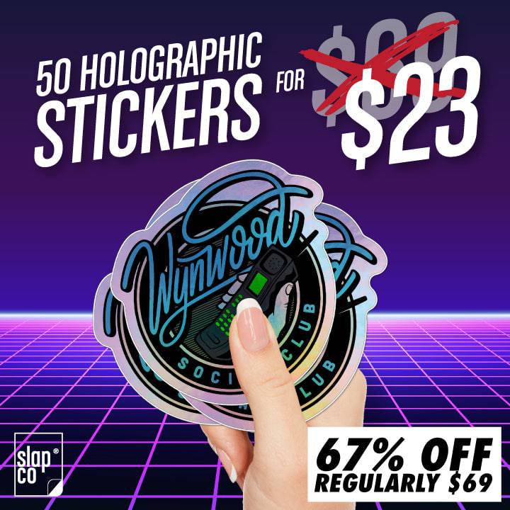 50 3-inch Custom Holographic Stickers for $23